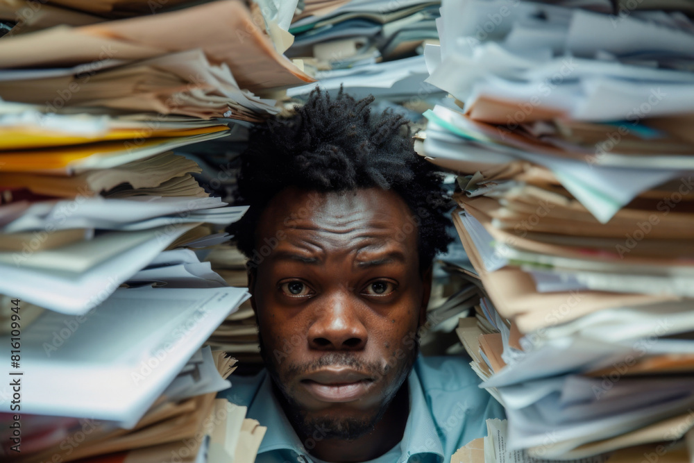 Feeling overwhelmed with paperwork at work or studying, The stress and ...