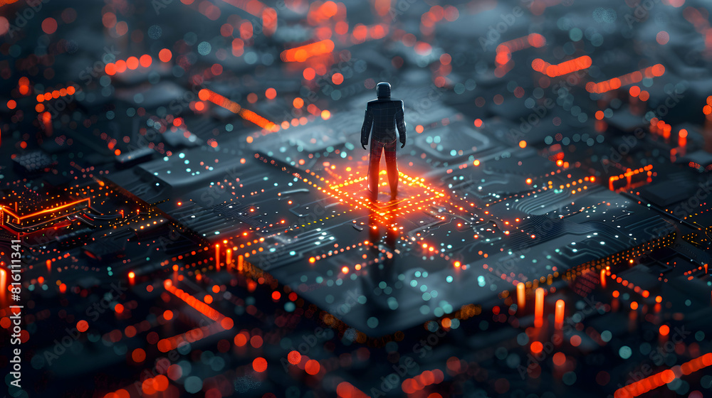 Intercepting communication concept: Man in the middle attack portrayed ...