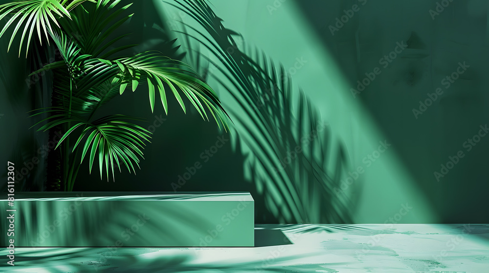 Green Shadow Backdrop Background Product 3d Bg Light Leaf Wall Podium ...