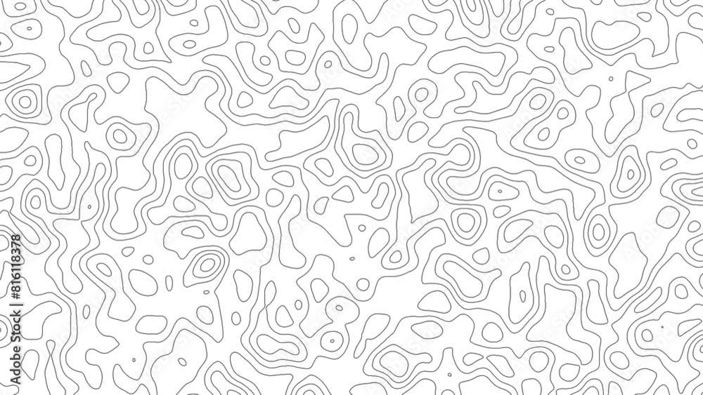 Gray outline topographic contour map abstract tech motion graphic ...