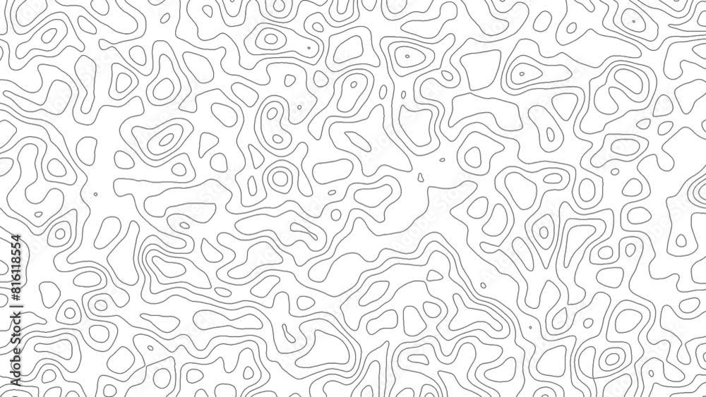 Gray outline topographic contour map abstract tech motion graphic ...