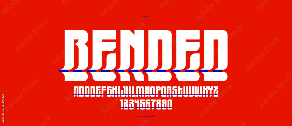 Bended and deformed display font for logos and posters, vector ...