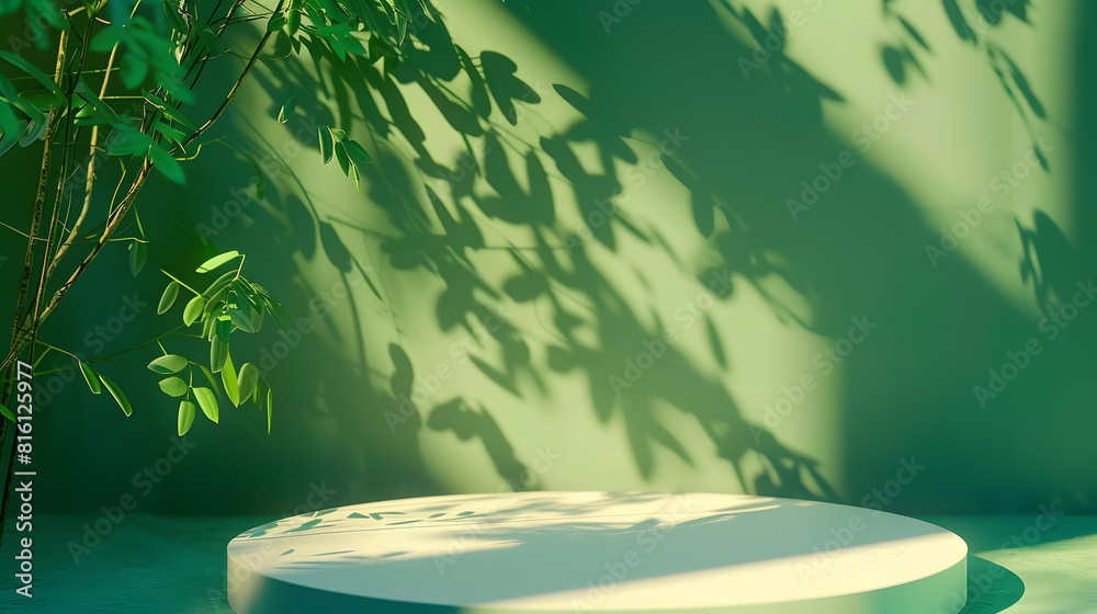 Green Shadow Backdrop Background Product 3d Bg Light Leaf Wall Podium ...