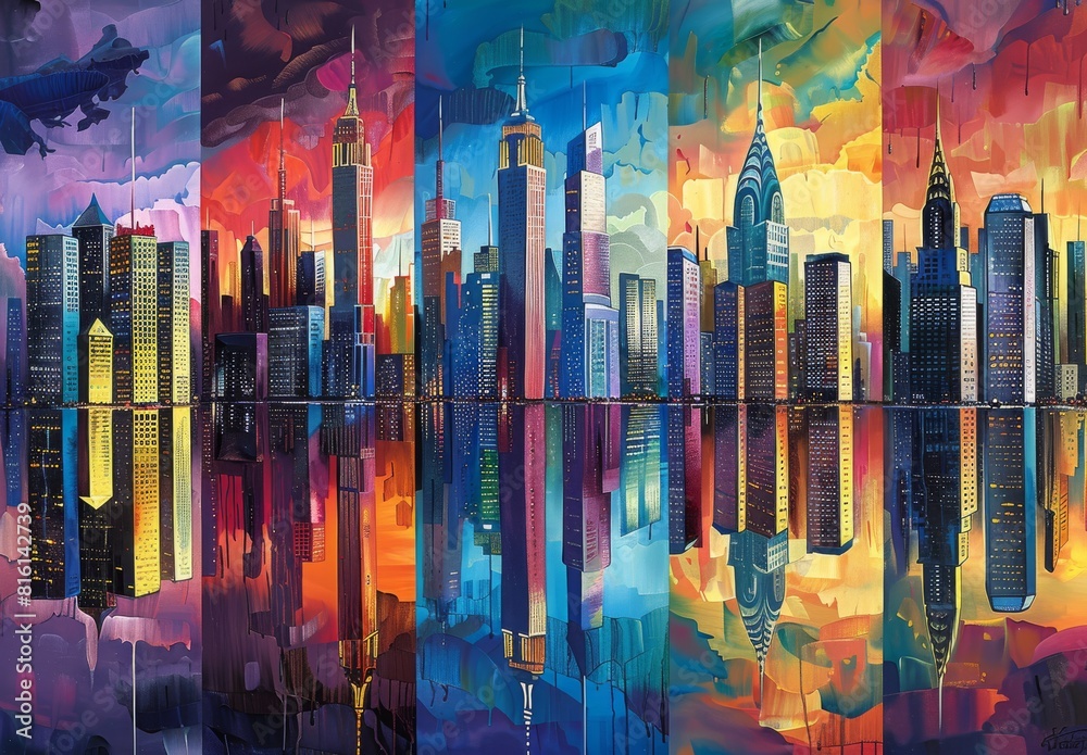 Iconic skylines captured through paintings of famous cities worldwide ...