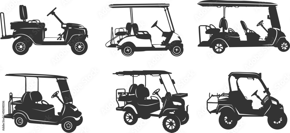 Vetor de Golf cart silhouette, Golf cart svg, Golf car silhouette, Golf ...