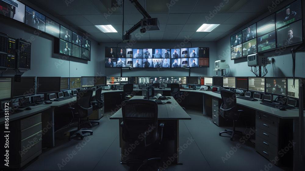 Control room monitoring surveillance video camera control city Empty ...