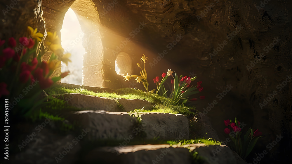 Empty Tomb Details of Jesus Christs Resurrection Surrealism Background ...