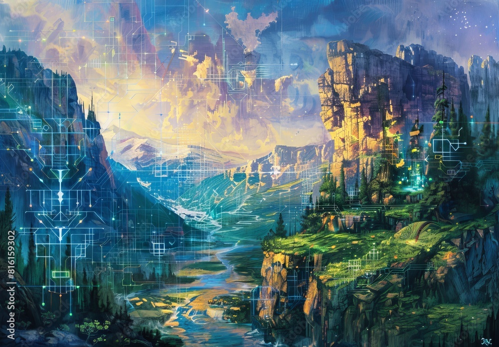 Merge nature and tech in surreal art: Cybernetic landscapes mix organic ...