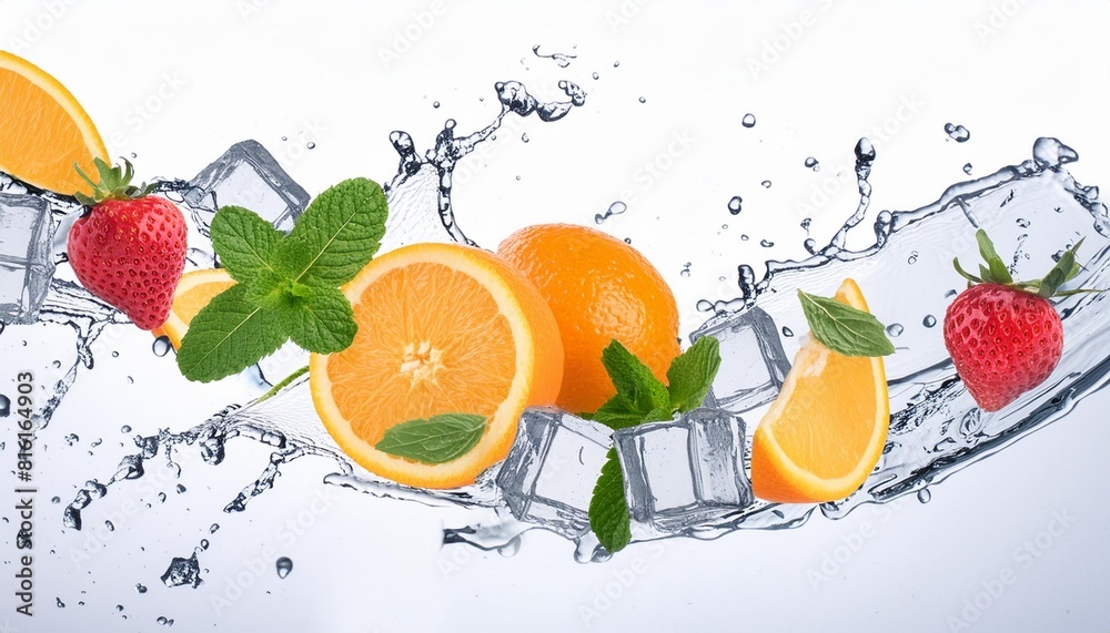 multivitamin water wave splash with various fruit peppermint leaves and ...