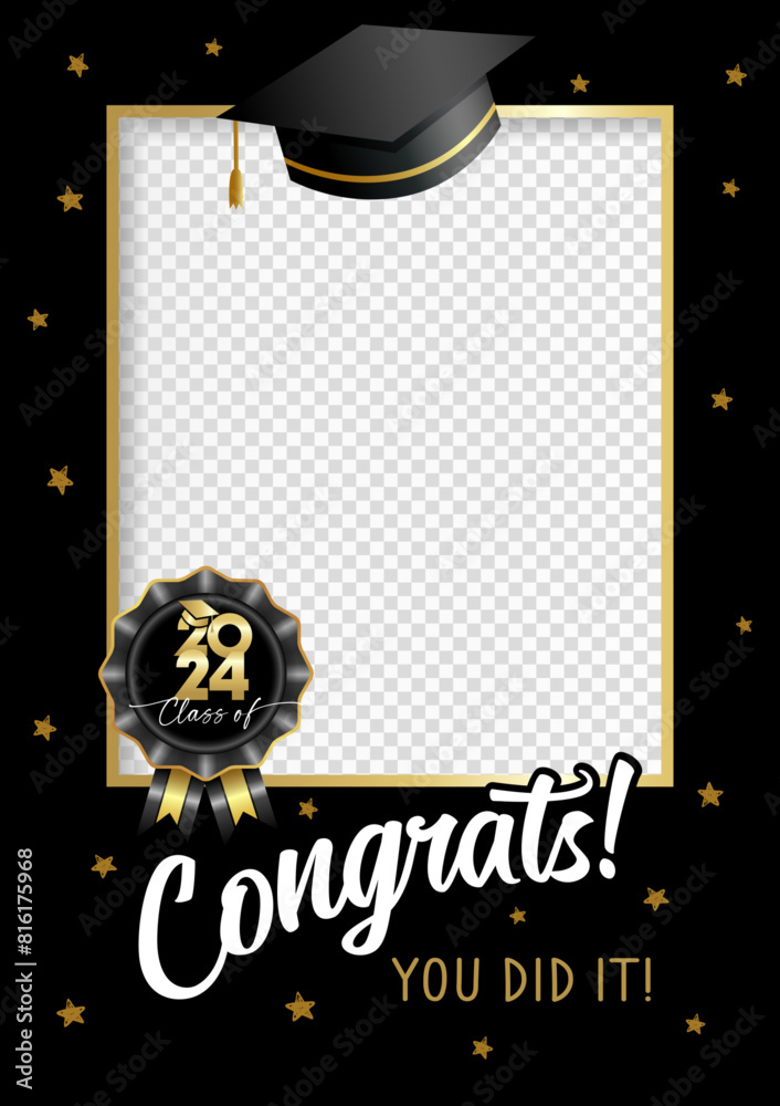 Class of 2024 Congrats, Graduation party photo booth. Photo frame A4 ...