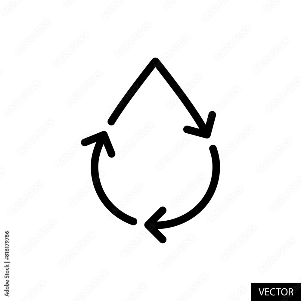 Drop with three circular arrows sign, recycle symbol, purified, water ...
