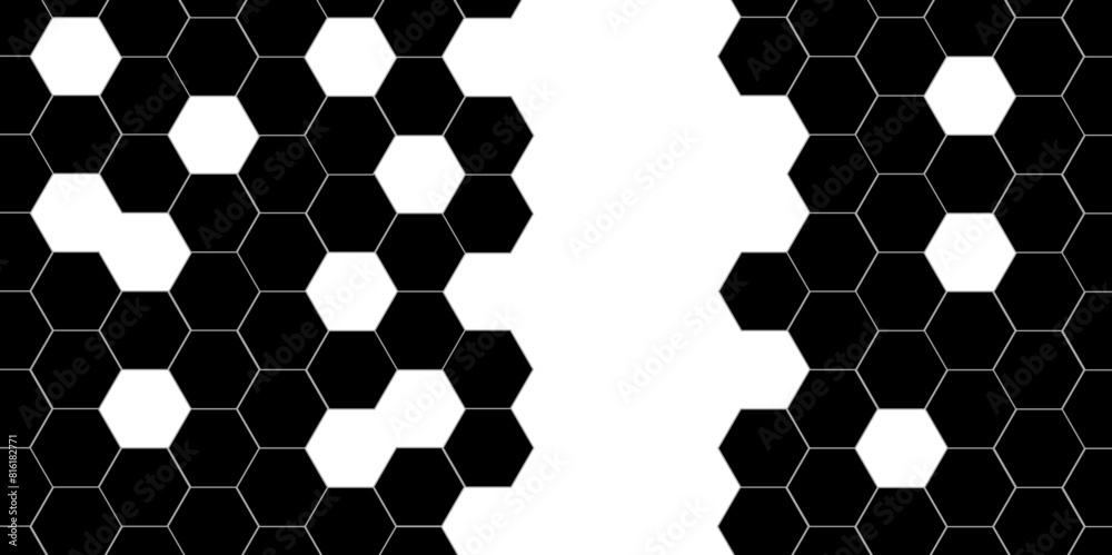Abstract black and white with hexagon and hexagonal background. Luxury ...