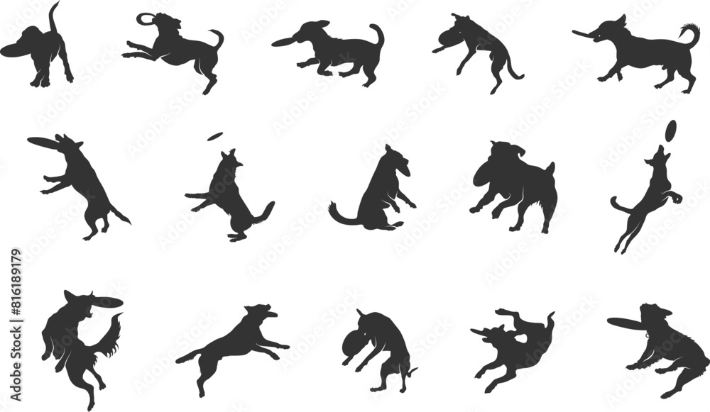 Frisbee dog silhouette, Frisbee dog svg, Frisbee dog catching ...