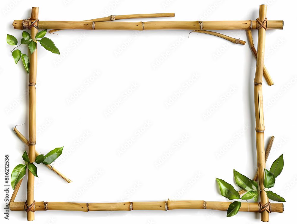 bamboo frame, brown bamboo frame, tropical frame sign board with ropes ...