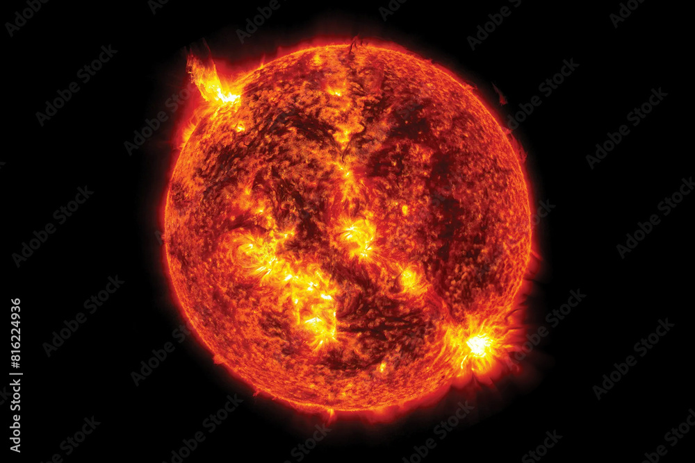 Sun. Solar storm. Solar flare. The Sun emitted flares. Class X7.1 and ...