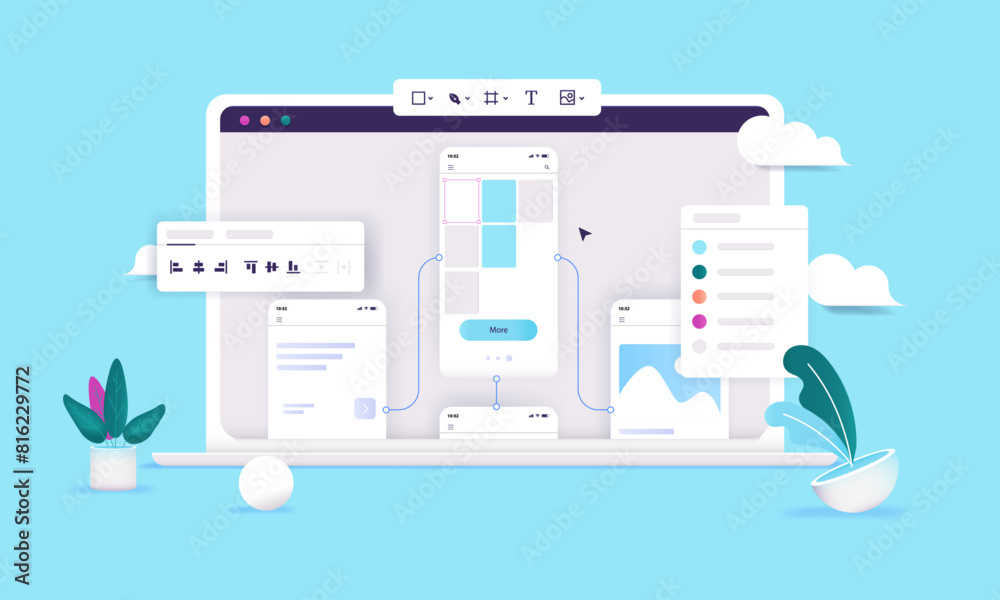 Design prototype - Computer screen with ux design prototyping software ...