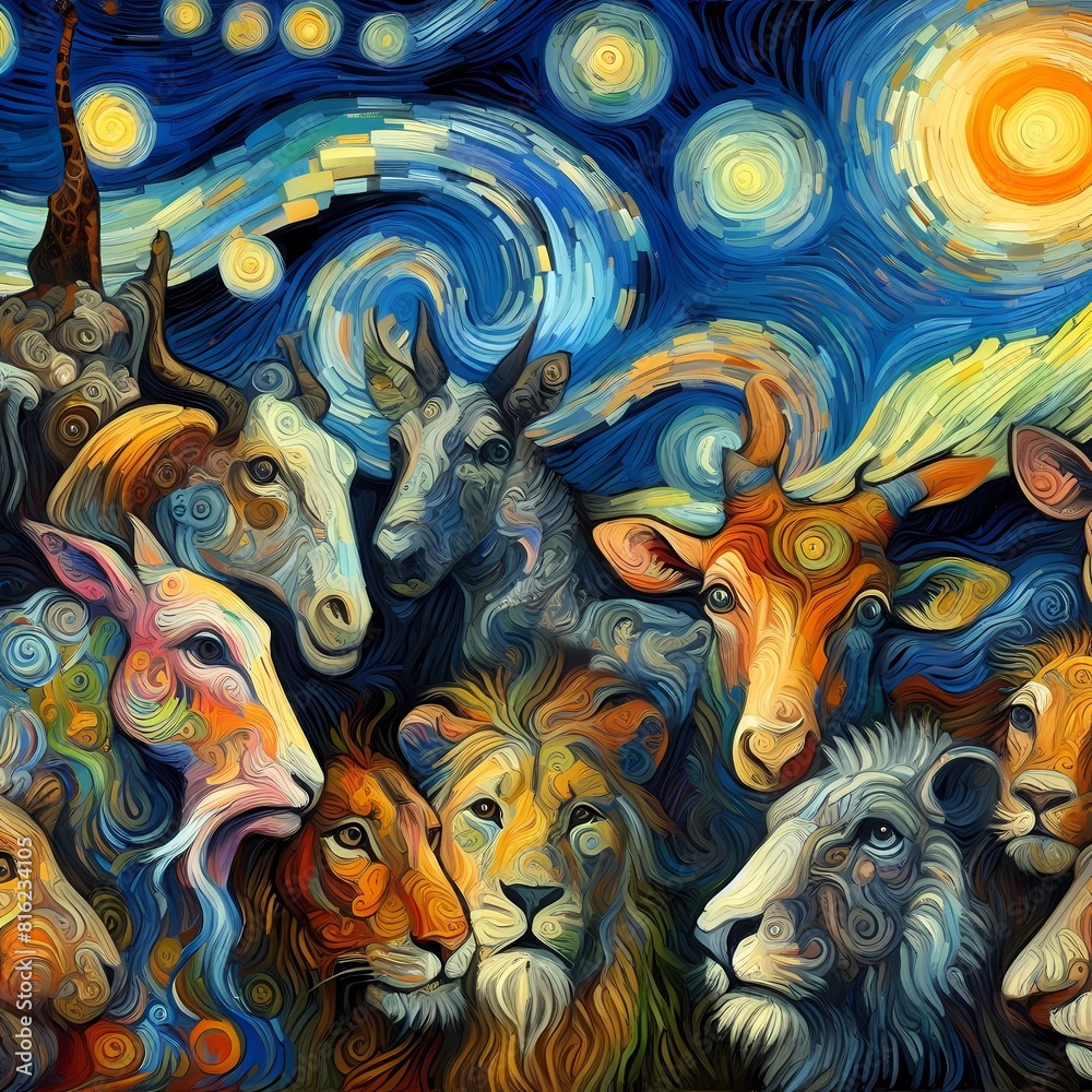 abstract paintings of various kinds of animals,abstract artwork forms ...