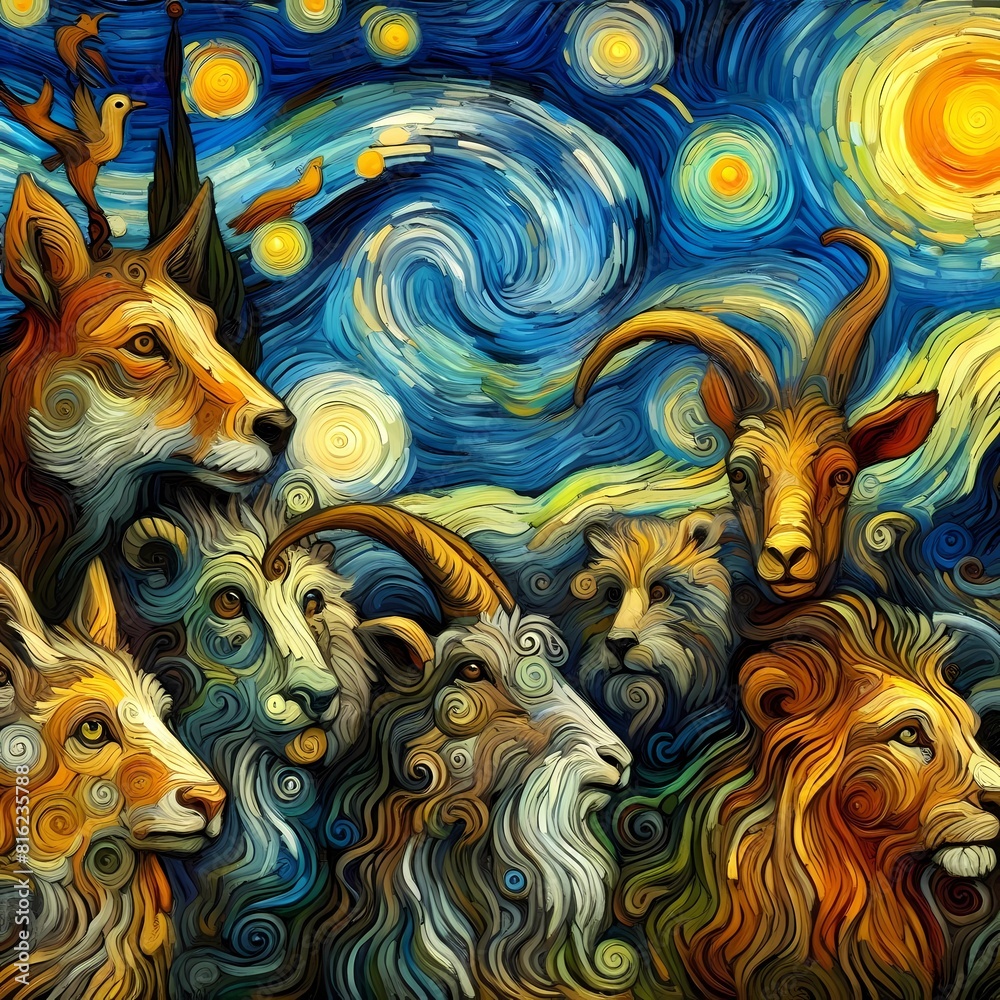 abstract paintings of various kinds of animals,abstract artwork forms ...