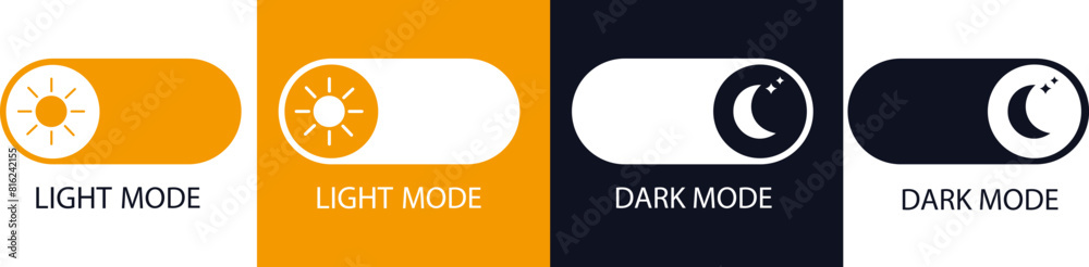 Day/night switch. Sun and Moon on a dark and orange background. Filter ...