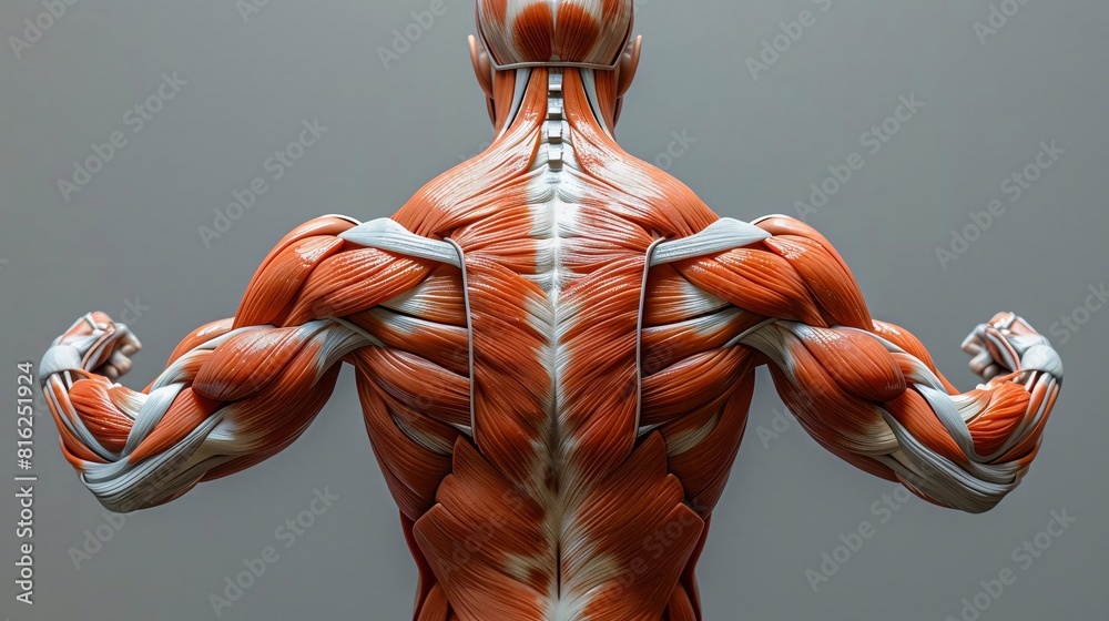 High resolution image of human back and arm muscles Stock Illustration ...
