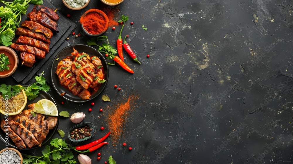 A banner featuring an elegant spread of halal foods including grilled ...