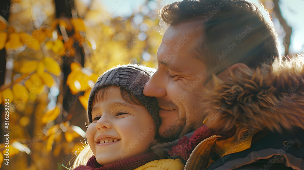 Joyful dad hugs his little smiling daughter Single daddy and child have ...