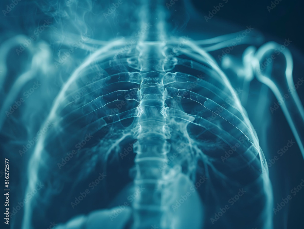 Medical Xray image of a human chest, clear view of ribs and heart ...