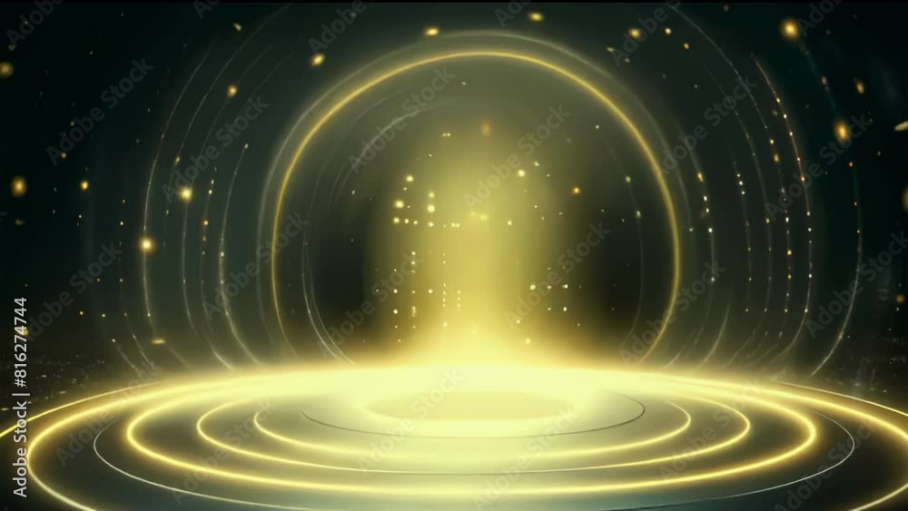 Golden podium with sparkling lights. Award Ceremony Concept. Seamless ...
