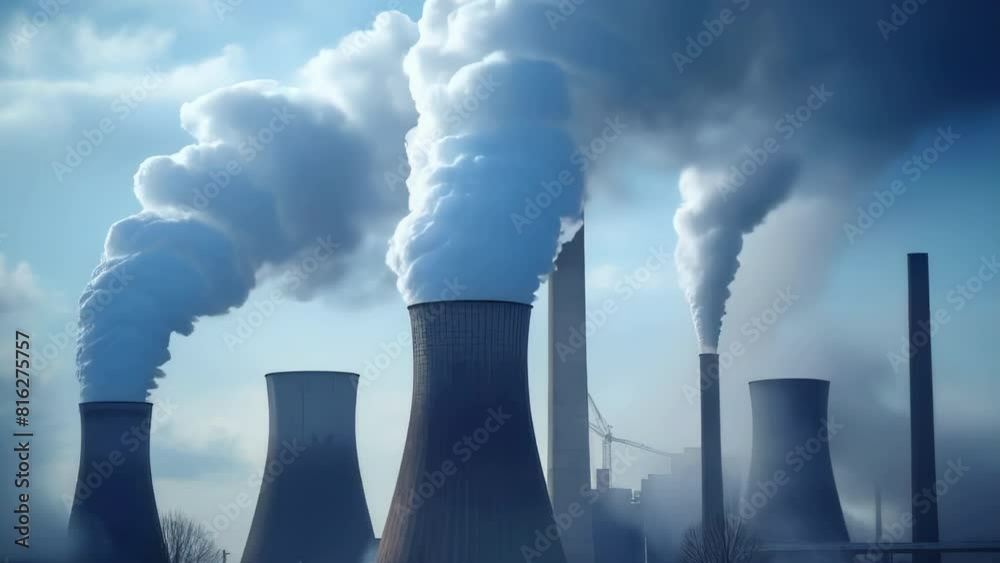 Atmospheric Pollution Concept. Video background with smokestacks ...