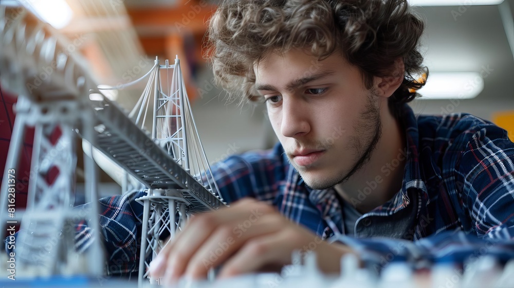 A mechanical engineering student in a university lab, learning to ...