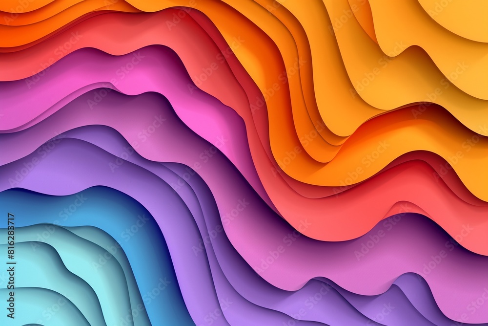 Multi layers color texture 3D papercut layers in gradient vector banner ...