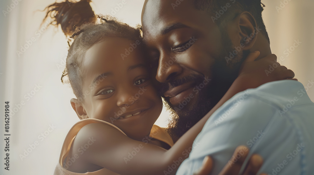 Sweet moments of fatherhood concept happy african father hold embrace ...