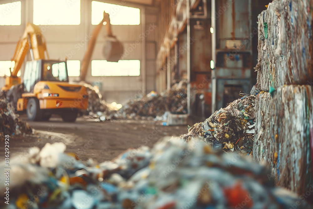 A Recycling Plant Sorting And Processing Materials, Waste Removal ...