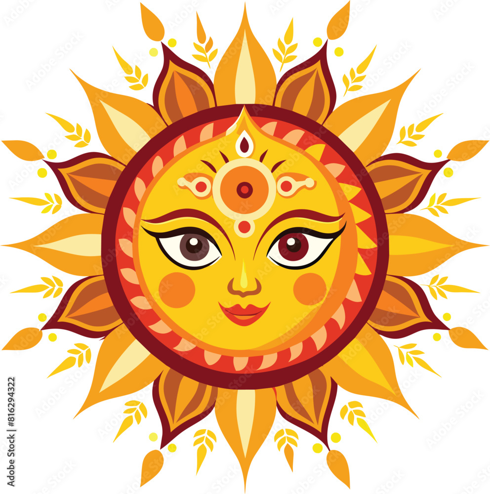Sinhala and Tamil New Year Sun Vector illustration Stock Vector | Adobe ...
