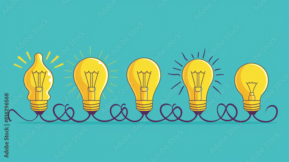 Idea concept with one line bulbs. Innovation idea. Process of ...