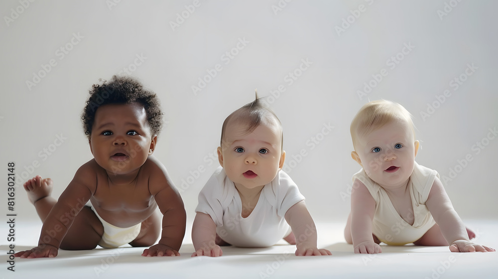 Foto de Baby Group over White Baby Development Stages Babies ...