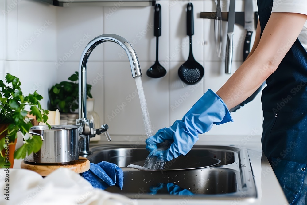 Restaurant kitchen water - Doing the dishes in a clean and organized ...