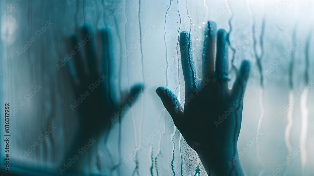 Left and right hand shadow blur behind frosted glassshadow of hands ...
