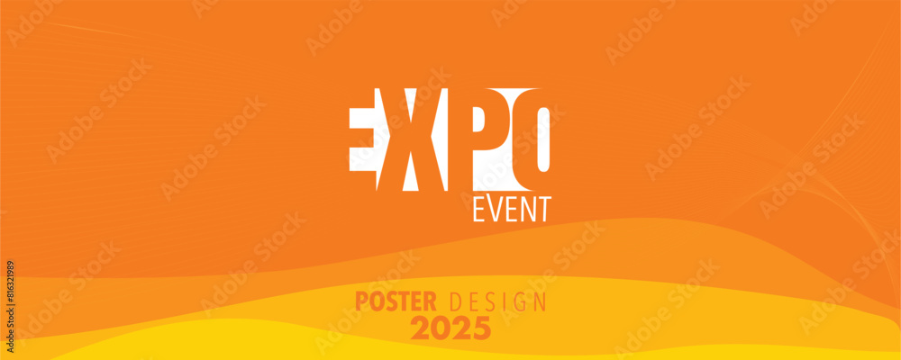 Abstract colorful expo poster design template with wavy lines for ...