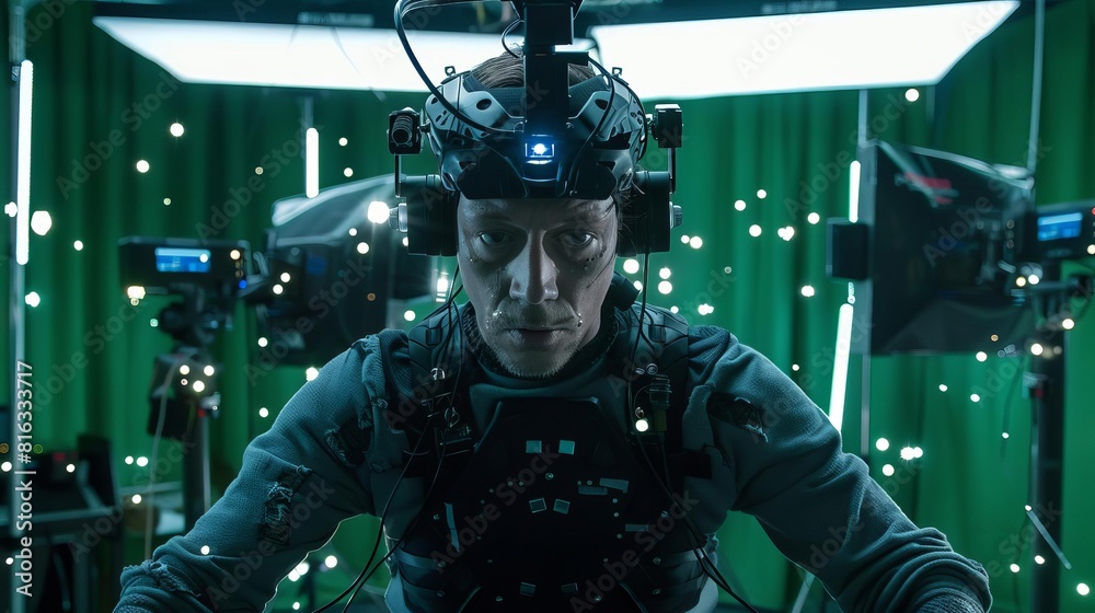 Foto de An artist in a motion capture suit performing a complex ...