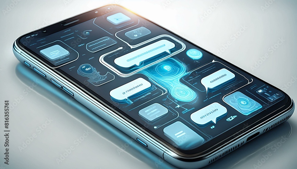 A smartphone displaying a chat with an AI chatbot, showing a flow of ...
