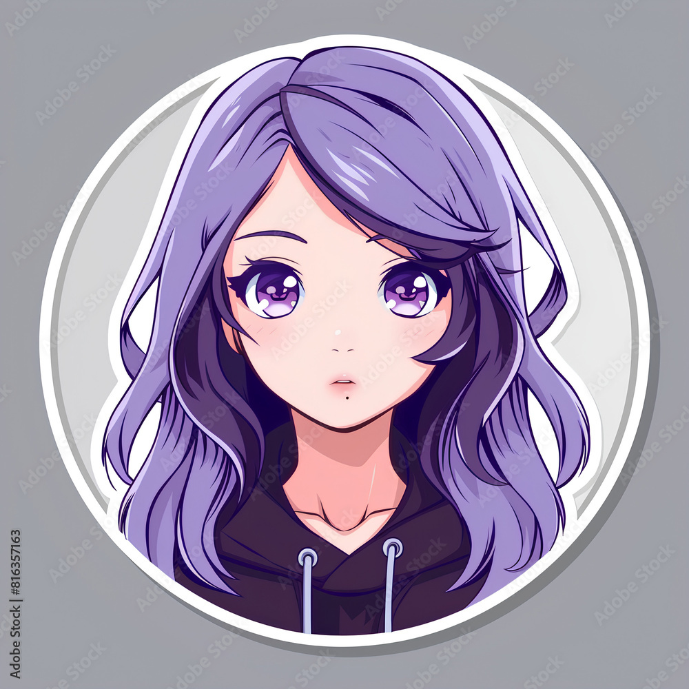 Kawaii Anime Portrait, anime girl character, anime girl sticker ...