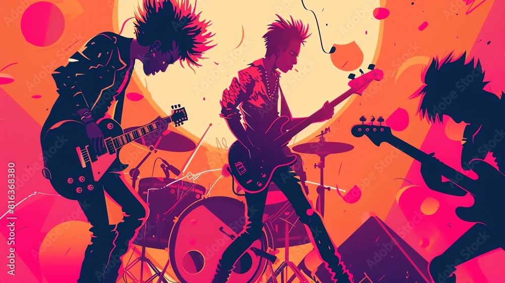 Punk band flat design side view underground theme animation Triadic ...