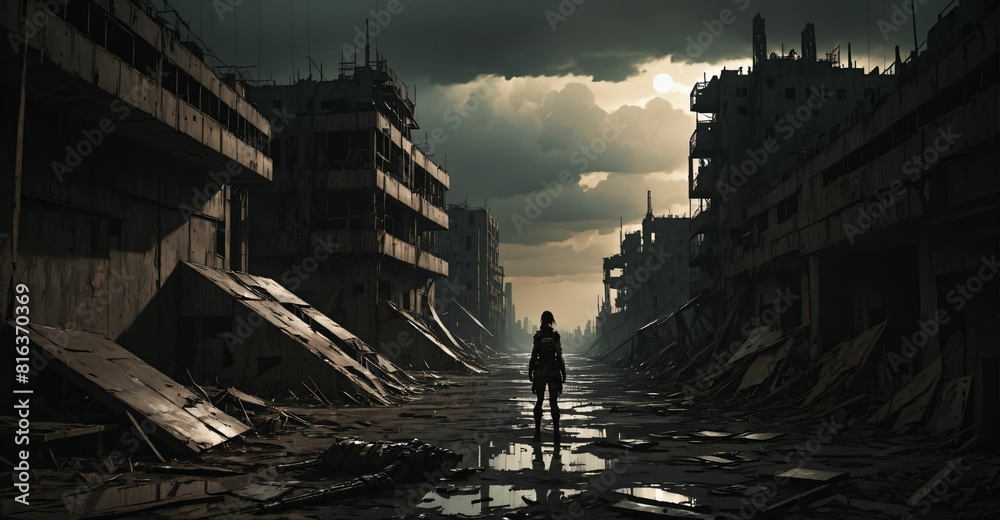 industrial urban dystopian city buildings in futuristic sci fi town ...