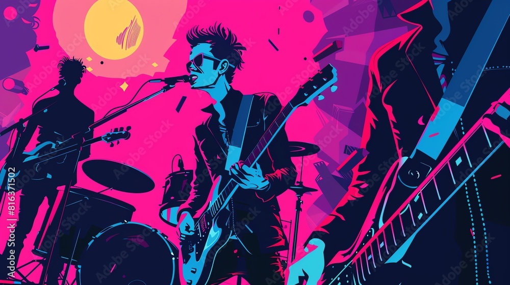 Punk band flat design side view underground theme animation Triadic ...