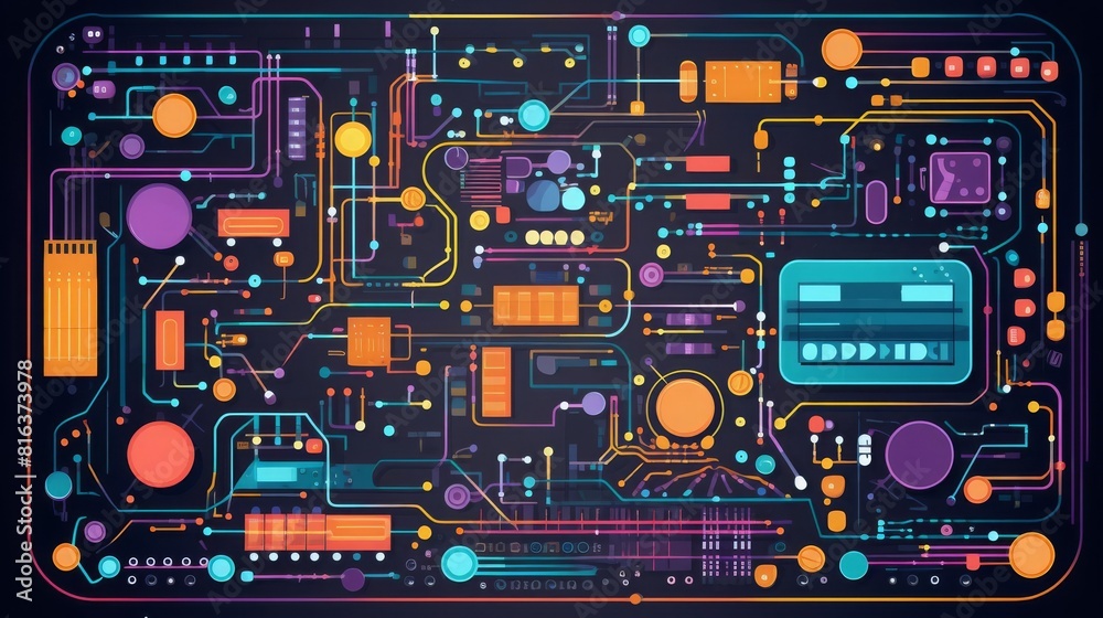 Microcontroller crafts flat design top view creative circuits theme ...