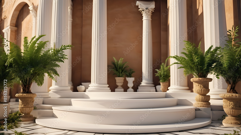 Background podium column 3d roman luxury greek white ancient display ...