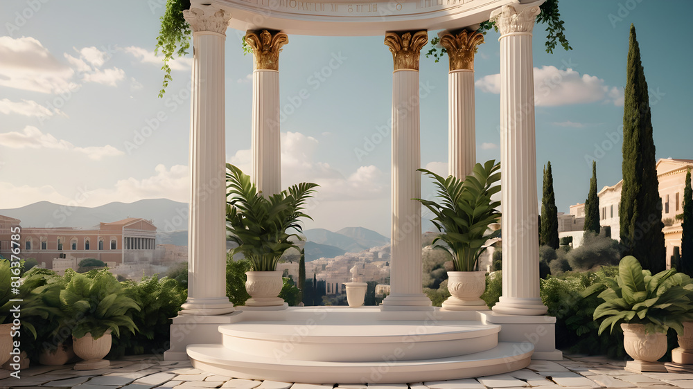 Background podium column 3d roman luxury greek white ancient display ...