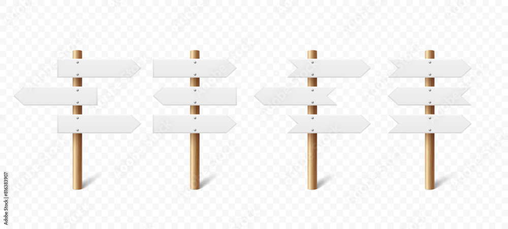 Realistic Sign Post Set. Realistic Blank Road Signboard. Plywood ...