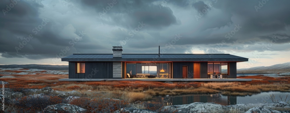 hyper realistic photo, exterior view architectural photography of an ...